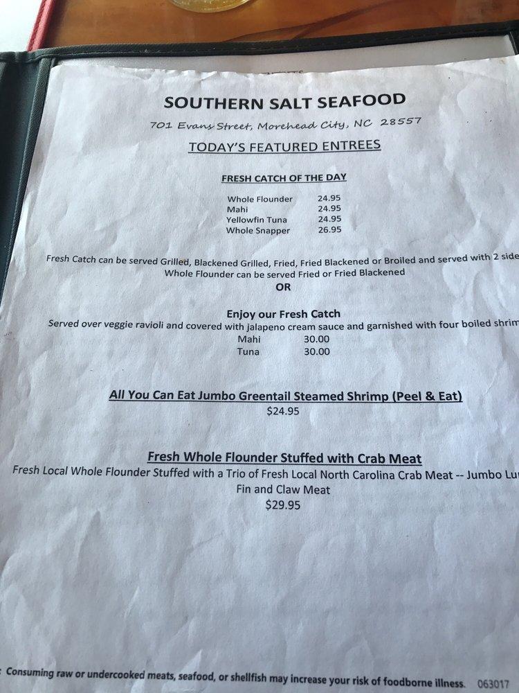 Menu at Southern Salt Seafood Company and Waterfront Restaurant ...