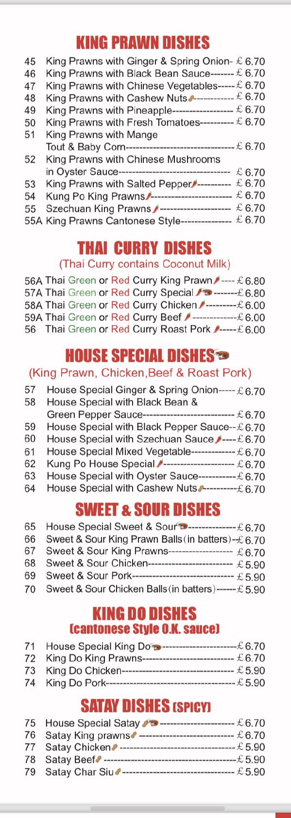 Menu at Yan's Express fast food, York