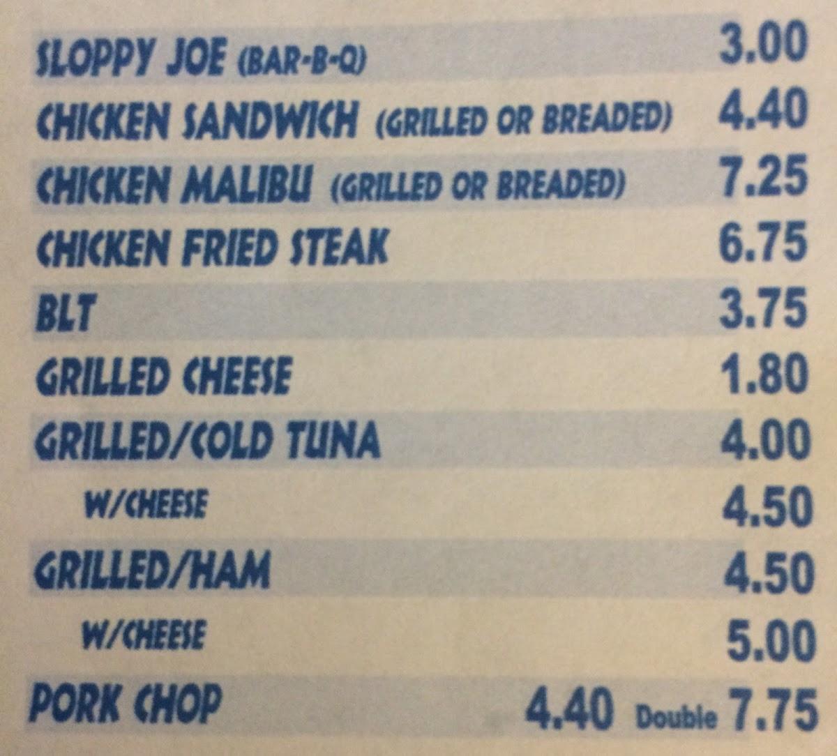 Menu at Bonanza Freeze restaurant, Butte