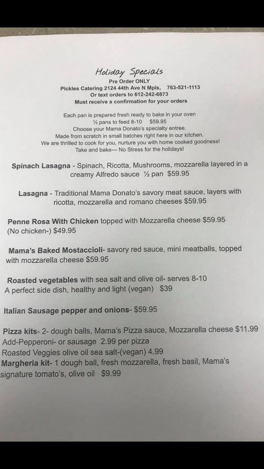 Menu at Emily's F & M Cafe, Minneapolis