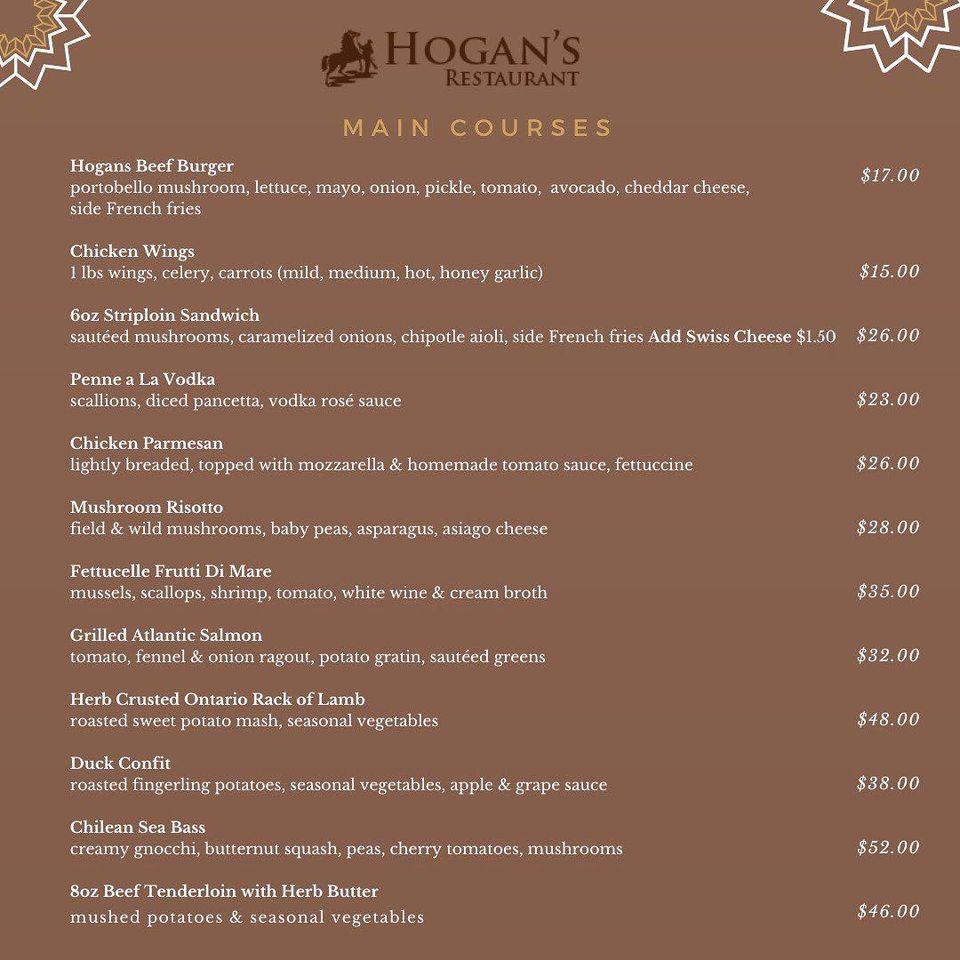 Menu at Hogan's Restaurant, King City