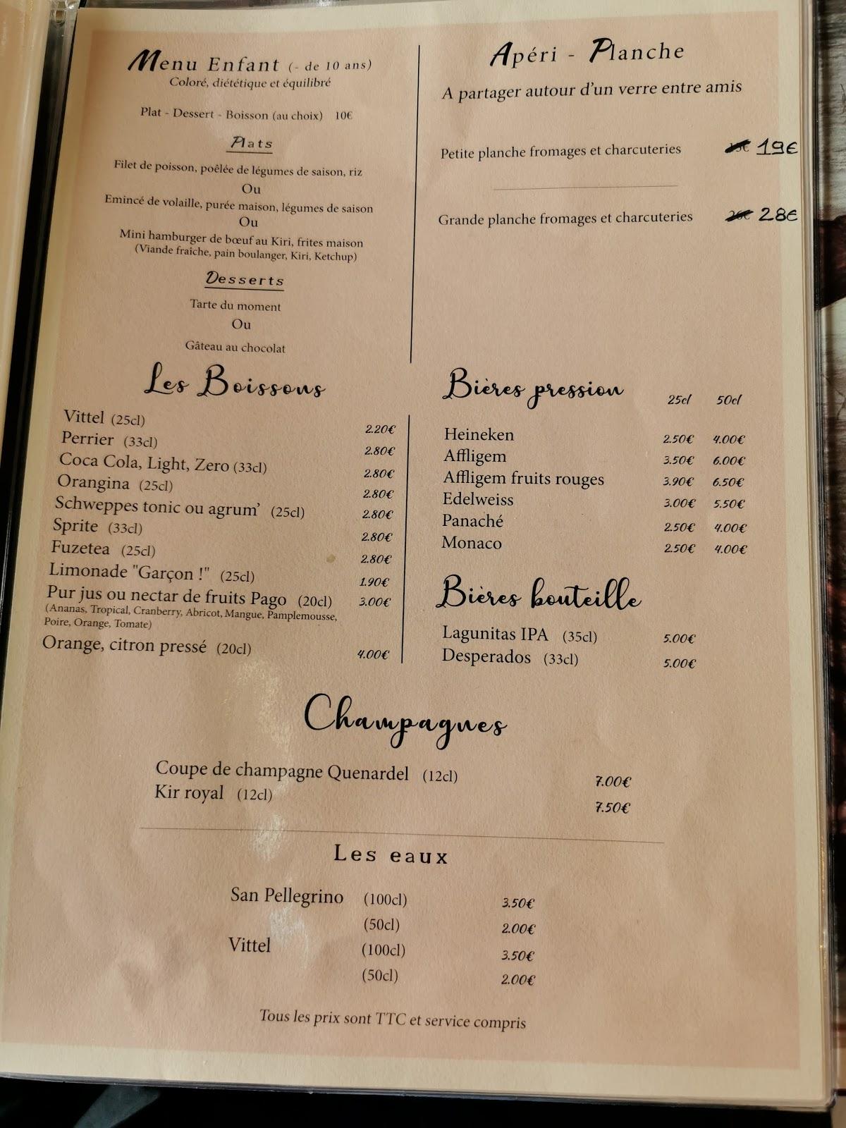Menu au M le Restaurant, Cosne-Cours-sur-Loire