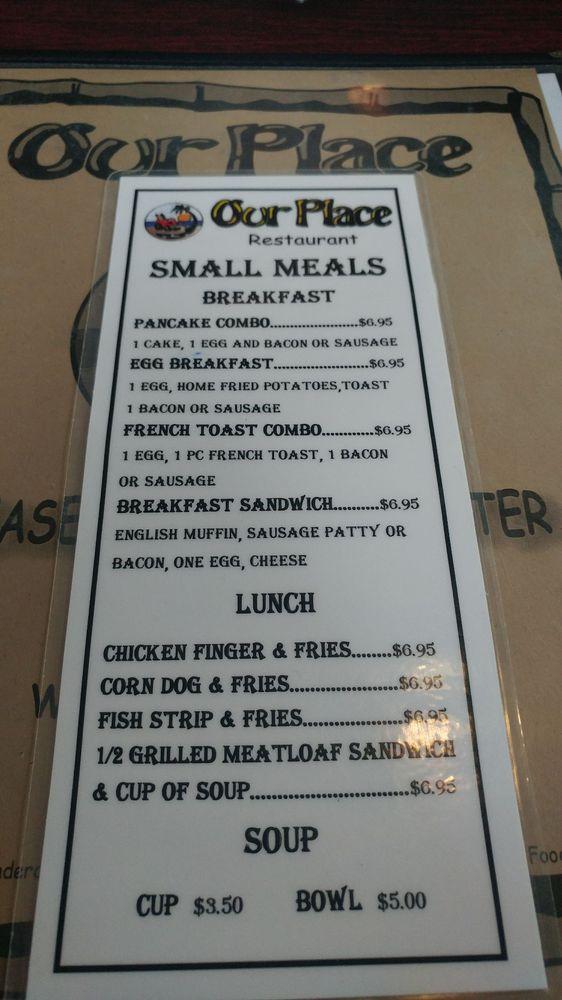 Menu at Our Place Restaurant, Ocean Shores