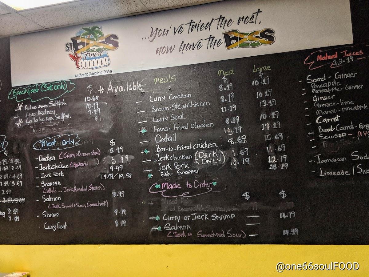 Menu at St. Bess Finest Cuisine restaurant, Douglasville