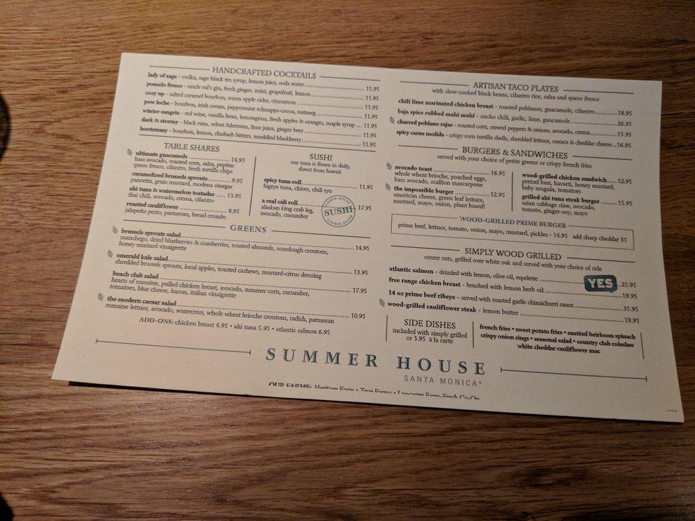 Menu at Summer House Santa Monica restaurant, North Bethesda, Grand ...