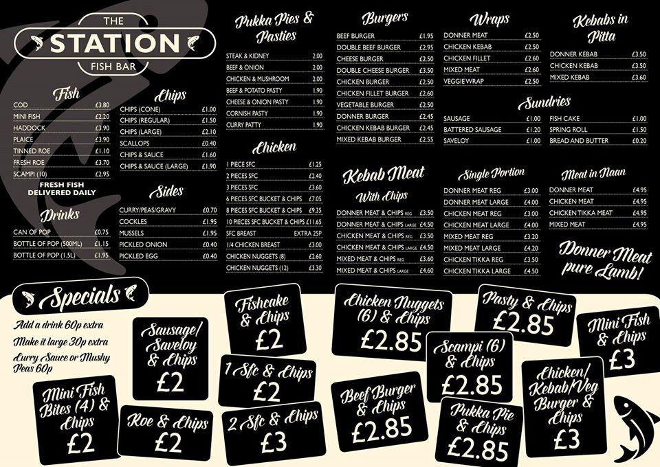 Menu at The Station Fish Bar Northfield B31 3TE, Birmingham
