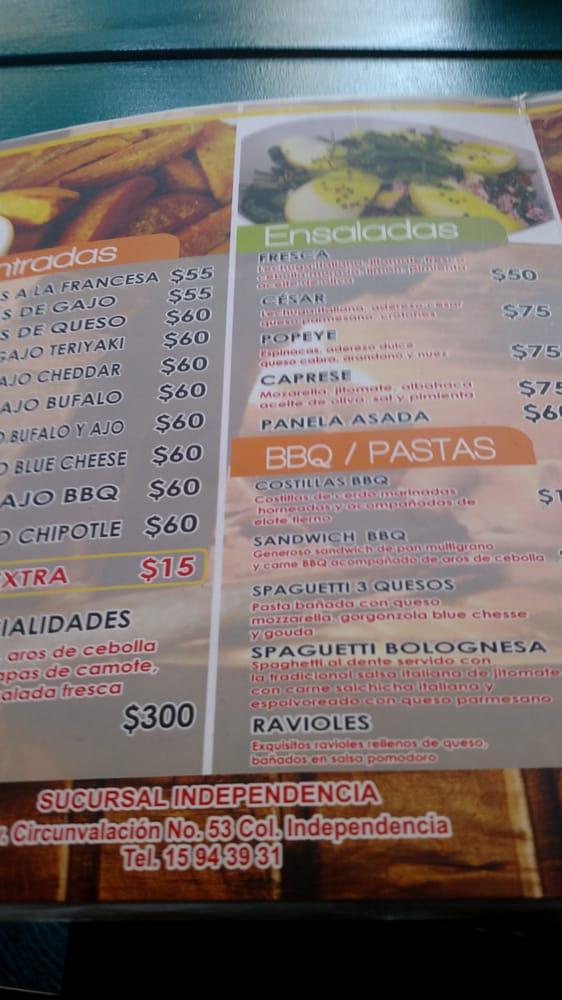 Menu at Black Albahaca pizzeria, Guadalajara, Montes Pirineos 1514