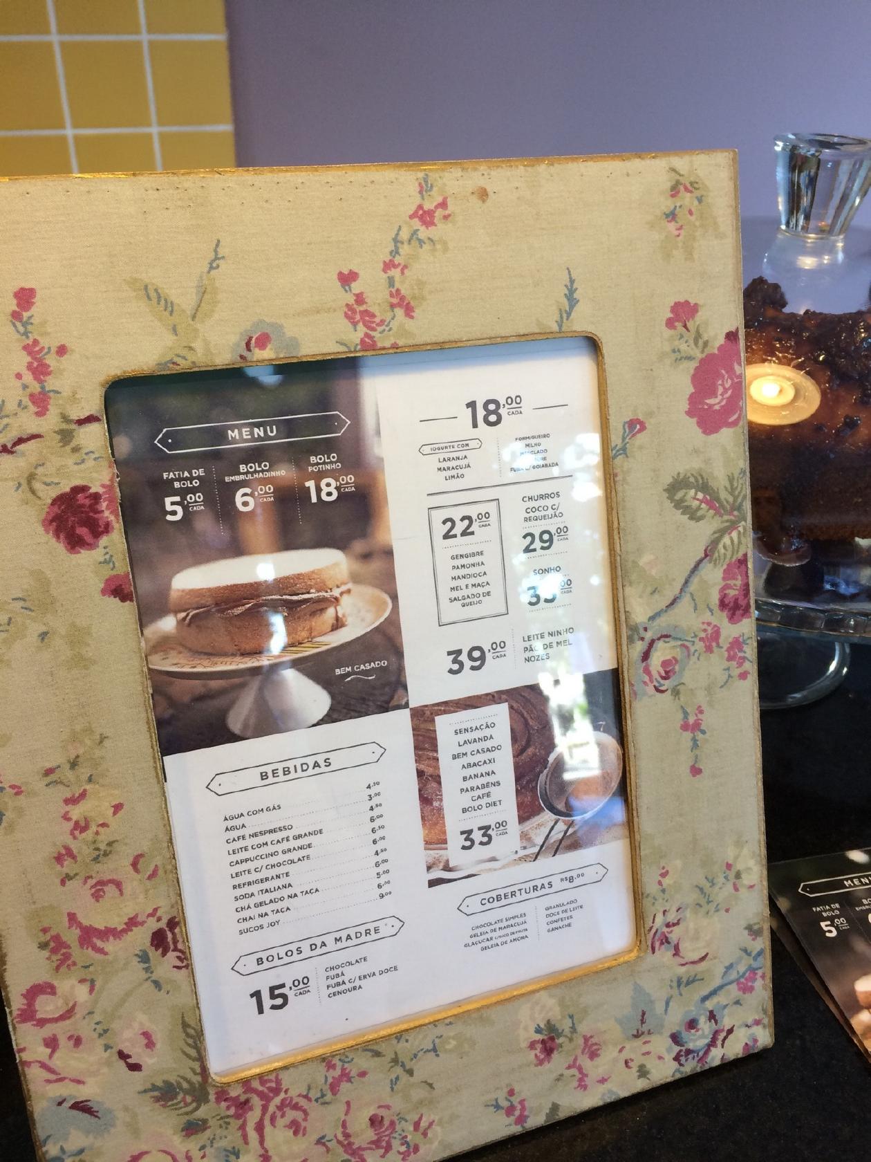 Menu at Bolo da Madre desserts, Goiânia