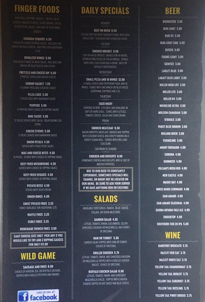 Menu at Hughes Hotel pub & bar, Little Valley