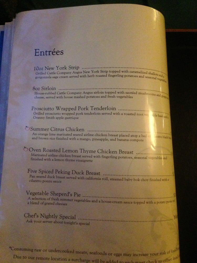 Menu at Russell's Fireside Dining Room restaurant, USA