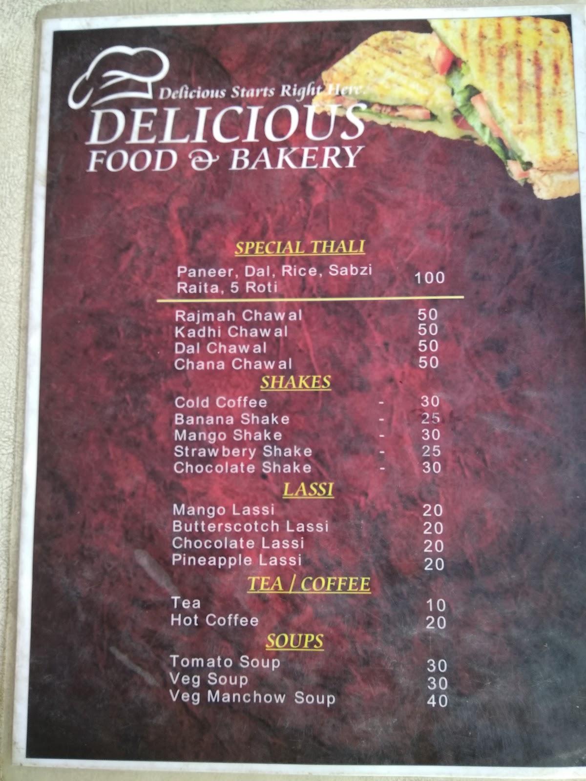 Menu at Delicious Foods & Bakers, Dera Bassi