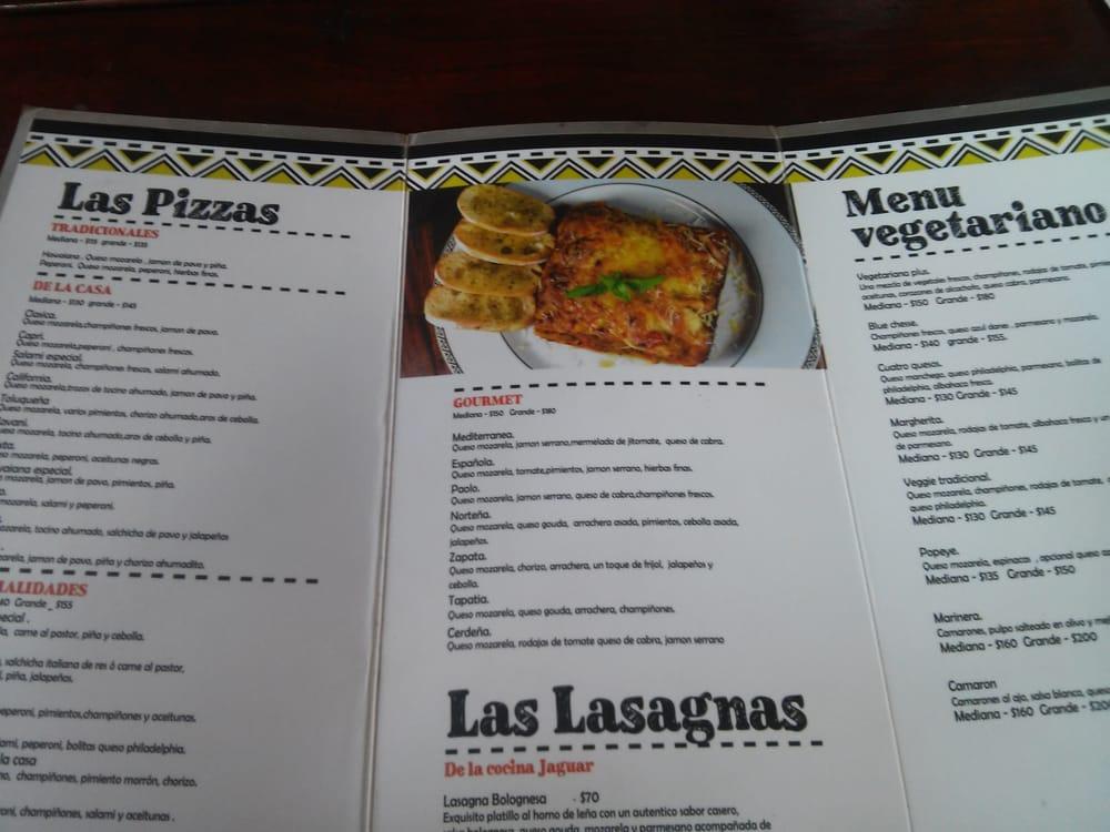 Carta de pizzería Pizza Casa Jaguar, Cancún, S/N Lote19 Mz14 SM74