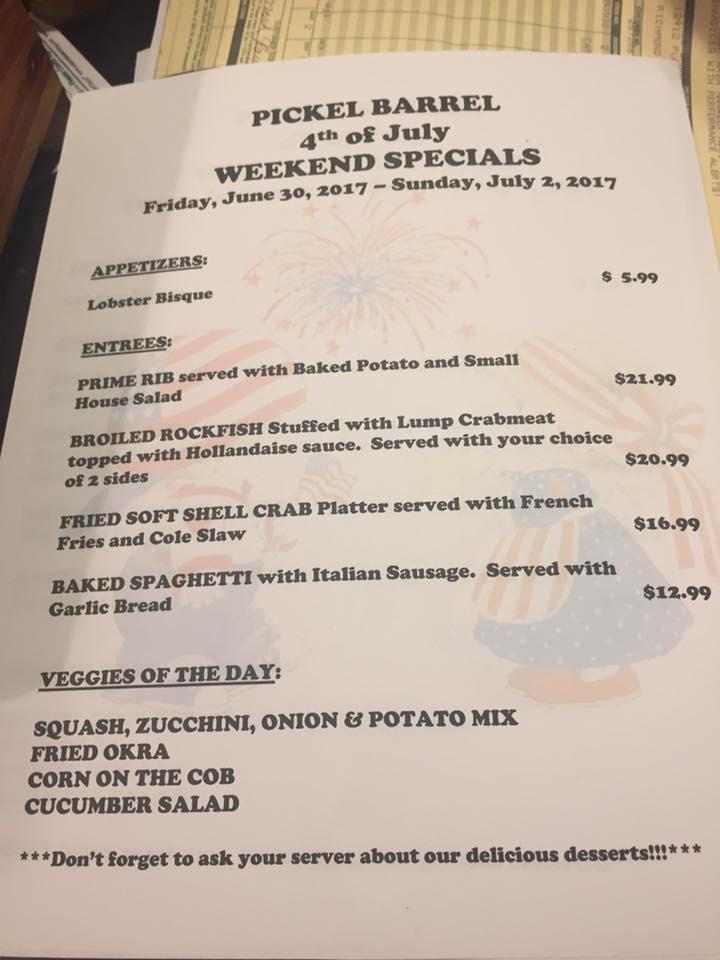Menu at The Pickel Barrel, Tuckahoe
