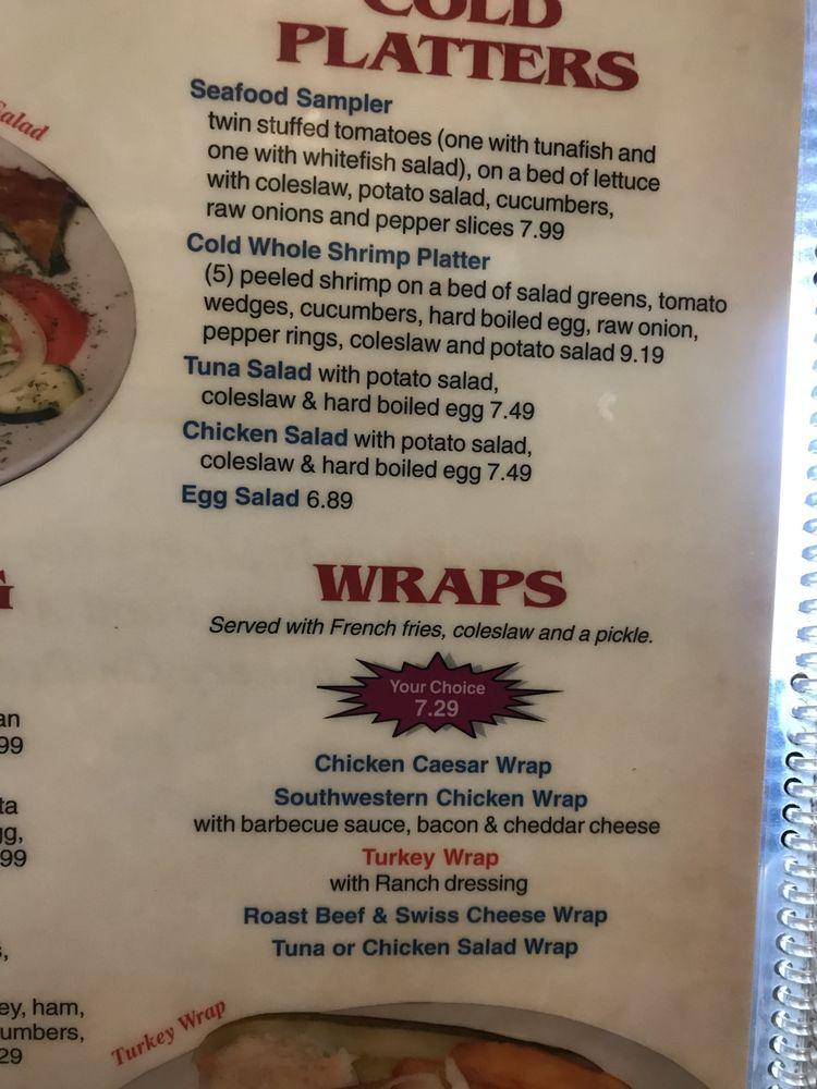 Menu at Andonios Diner restaurant, Philadelphia