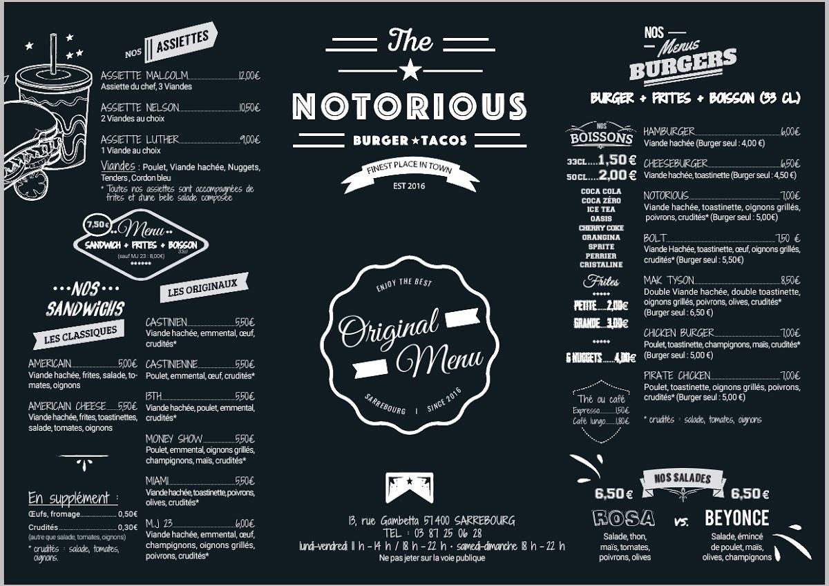 Notorious Food restaurant, Sarrebourg - Menu du restaurant et commentaires