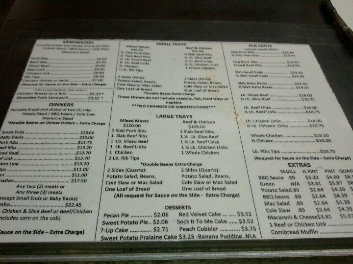 Menu at Phillips Bar-B-Que, Inglewood