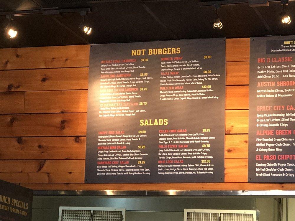 Menu at Big Burger restaurant, Hudson Oaks