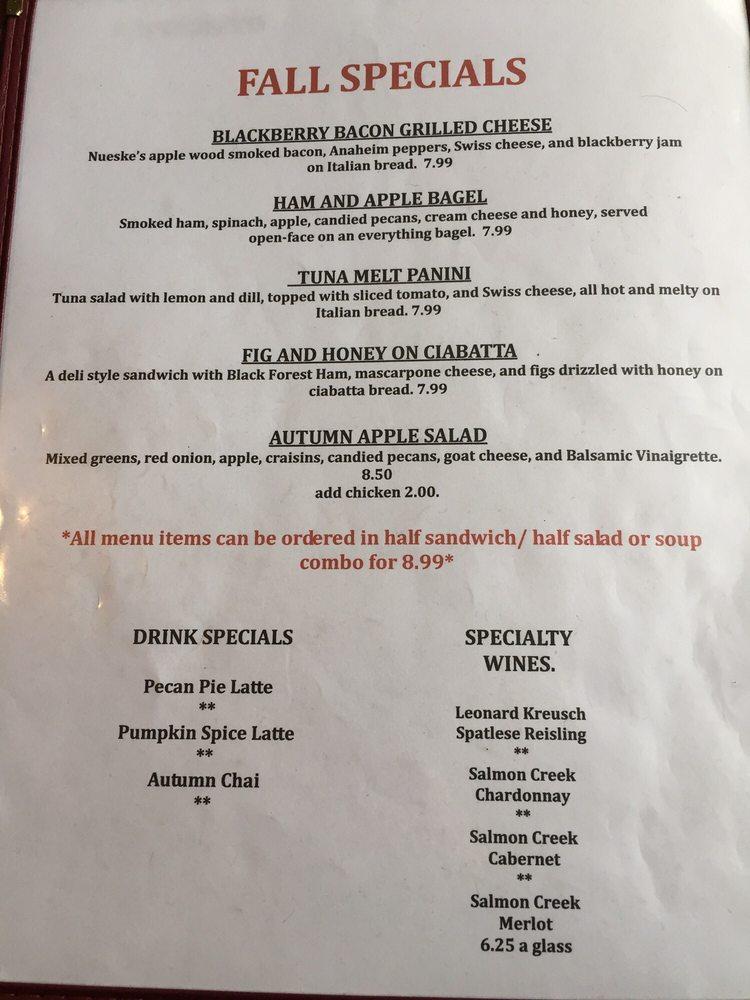 Menu at The Crimson Cafe, Rhinelander
