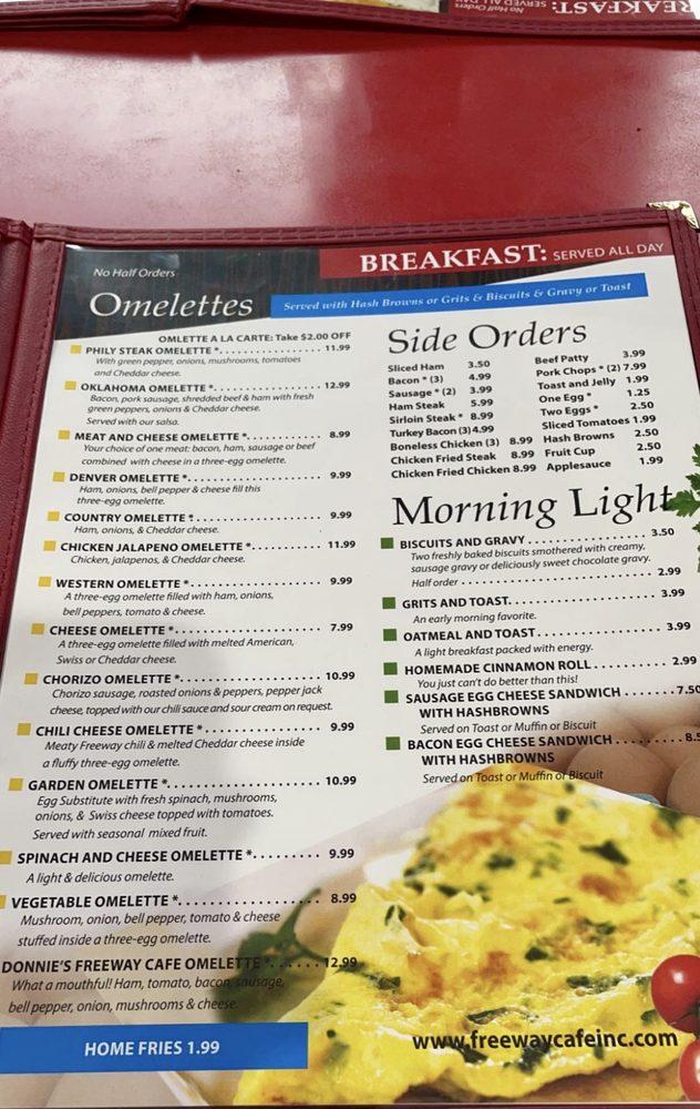 Menu at Freeway Cafe #2, Tulsa, E 3rd St