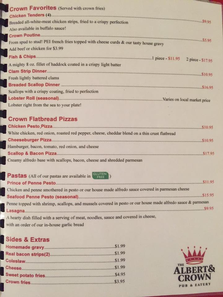Menu at The Albert & Crown Pub, Alberton