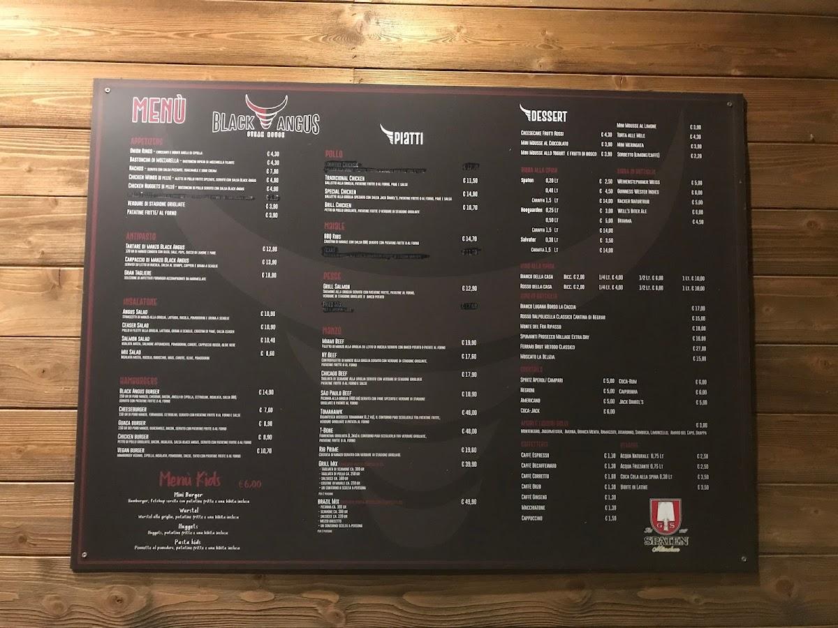 Menu at BLACK ANGUS STEAK HOUSE restaurant, Verona
