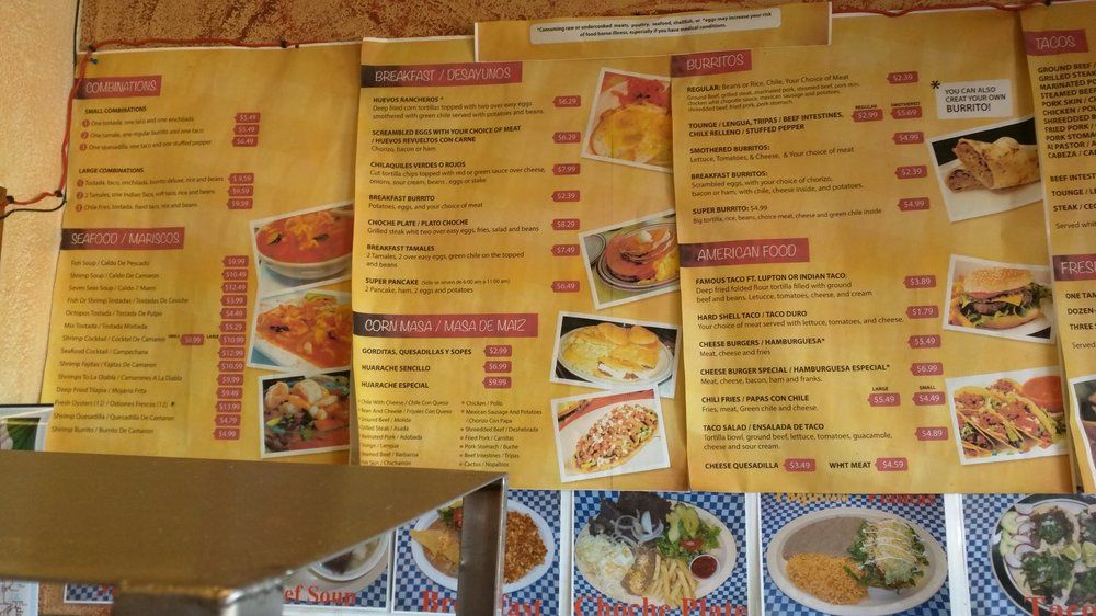 Menu at Burrito Delight restaurant, Dacono