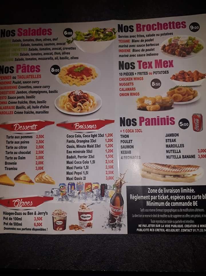 Menu au Chikito restaurant, Fourmies