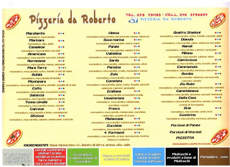 Menu at PIZZERIA DA ROBERTO, Bono