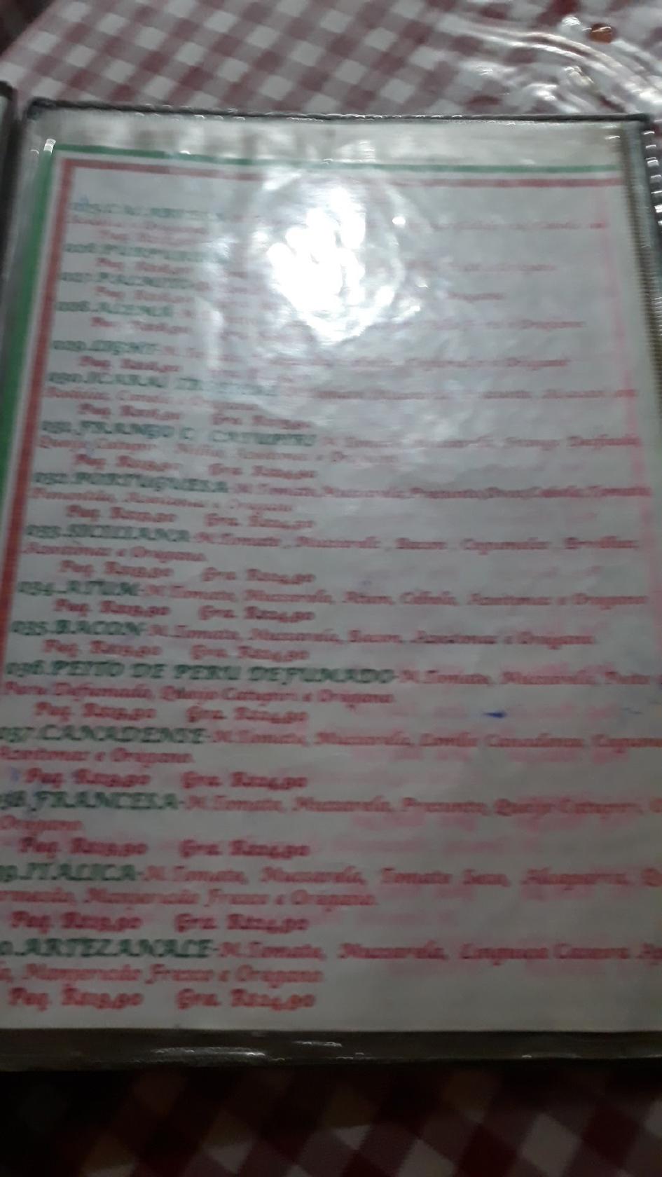Menu at Pizzarella restaurant, Caucaia, Mathilde Conti do Amaral