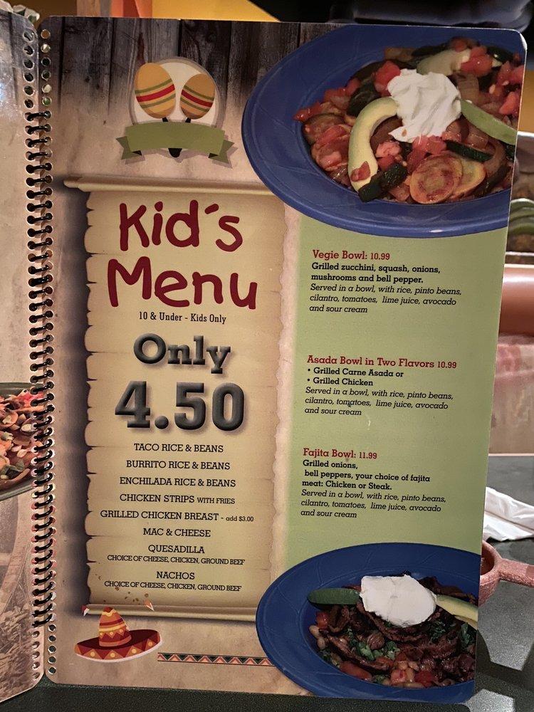 Menu at Rancho Chico restaurant, Stuart
