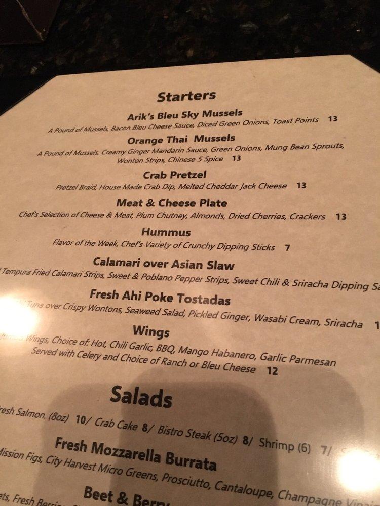 Menu at Rik's Cafe, Hagerstown
