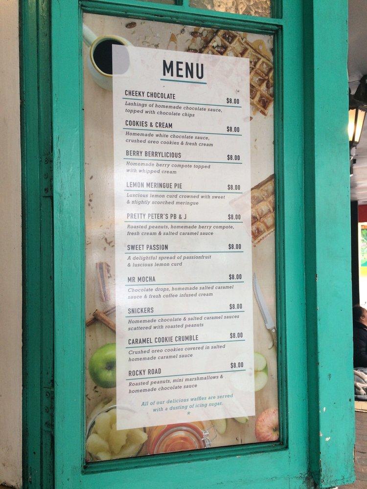 Menu at The Little Waffle Shop desserts, Wellington