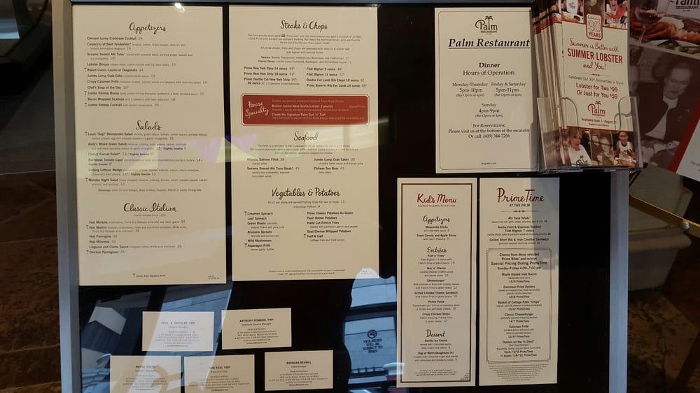 Menu at The Palm - Atlantic City steakhouse, Atlantic City, Pacific Ave ...