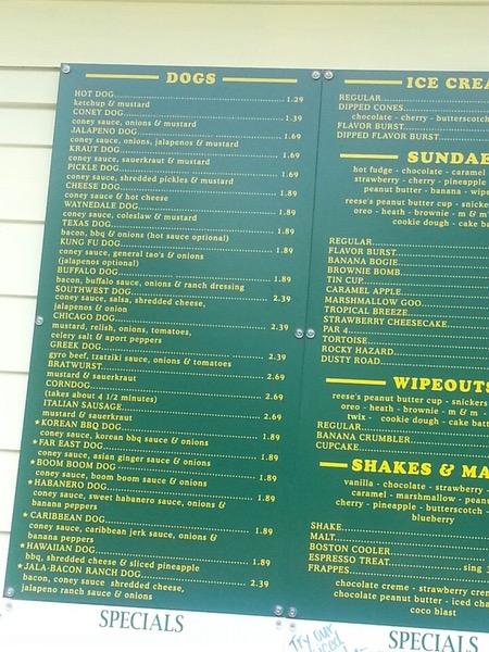 Menu at The Stand desserts, Fort Wayne