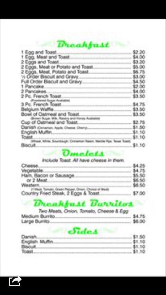 Menu at Do Drop In Cafe, Mason City