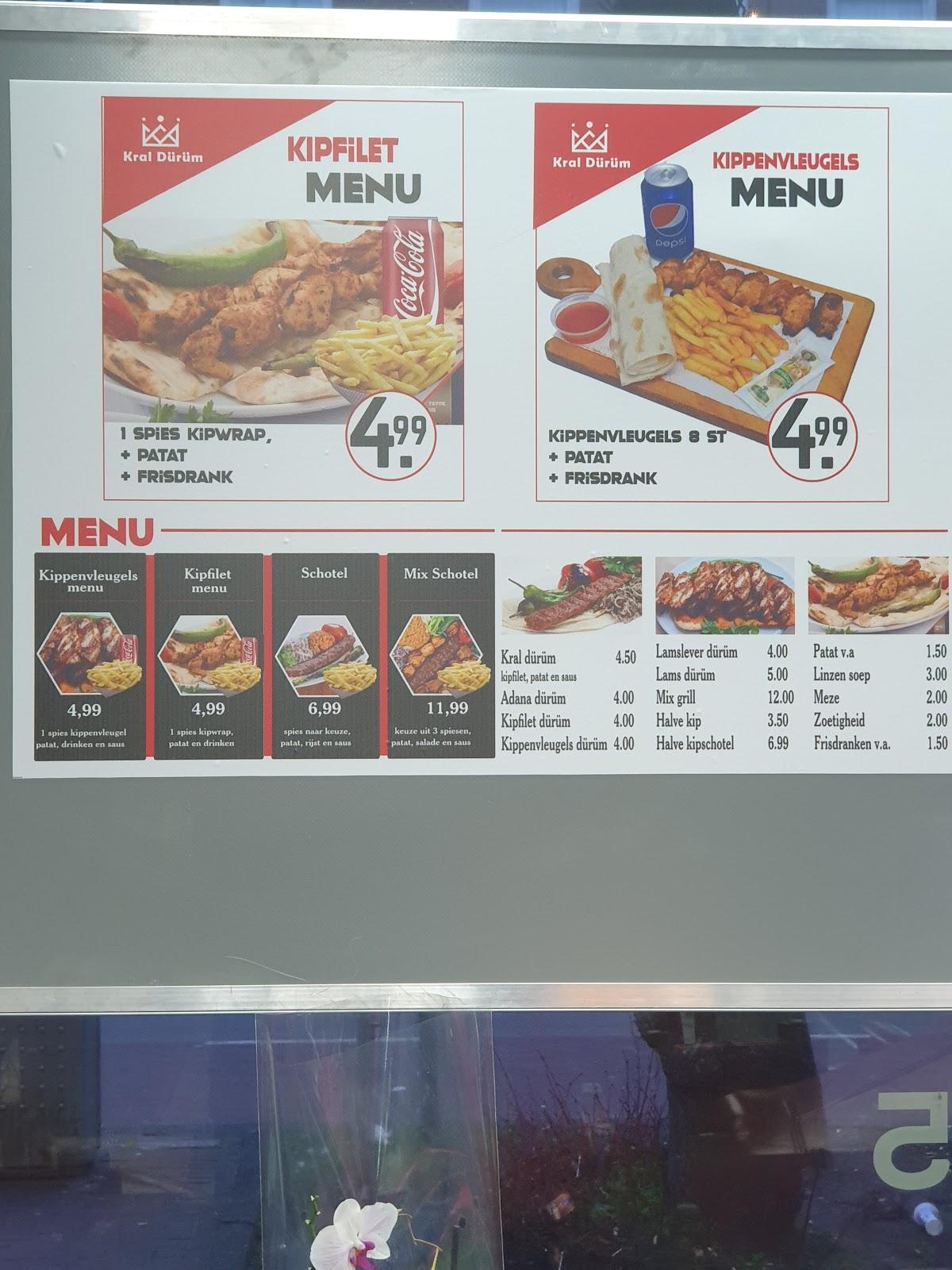 Menu at Kral Durum, The Hague