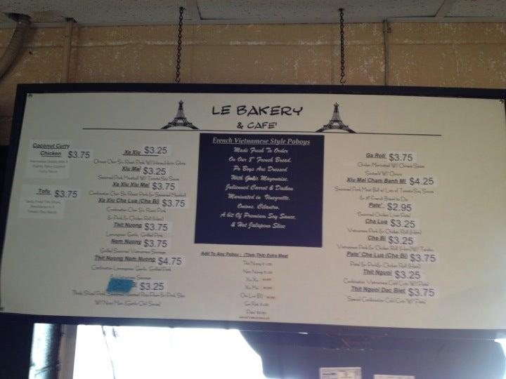 Menu at Le Bakery, Biloxi