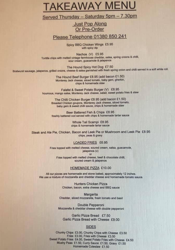 Menu at The Greyhound pub & bar, Bromham