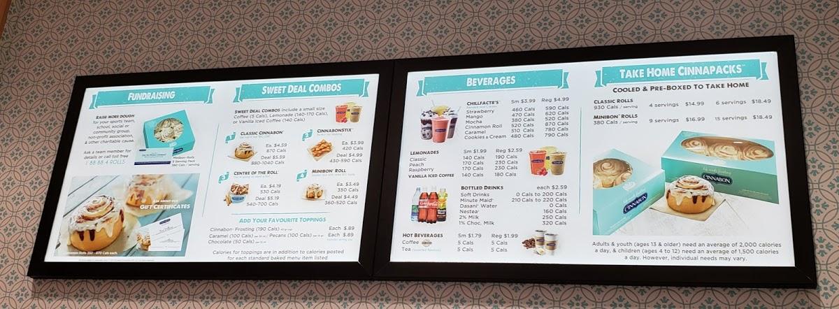 Menu at Cinnabon, Windsor