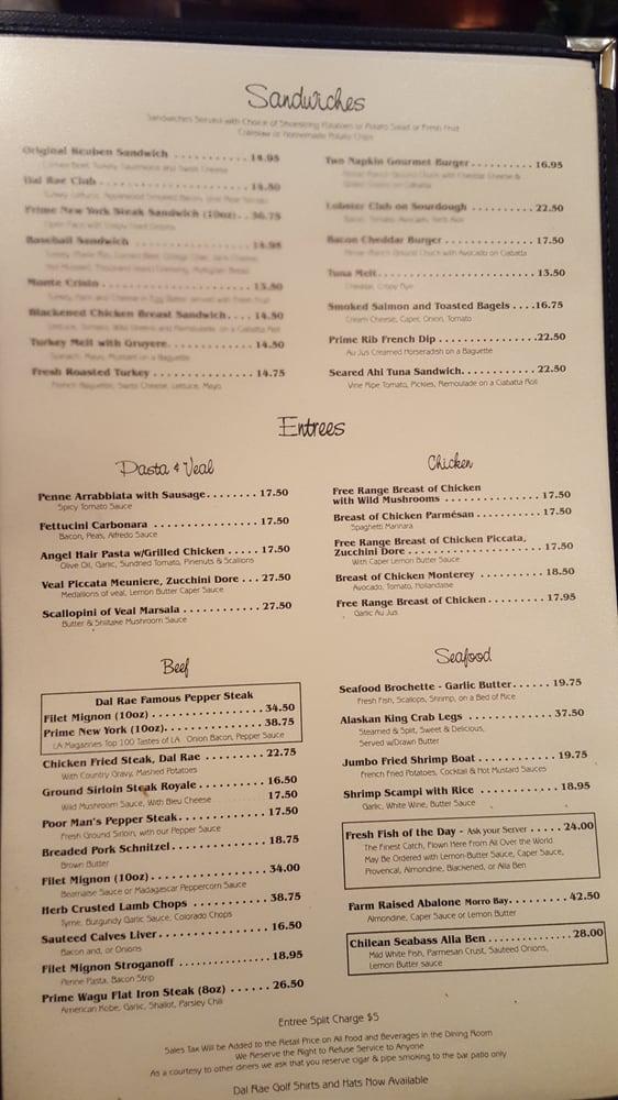 Menu at Dal Rae Restaurant, Pico Rivera