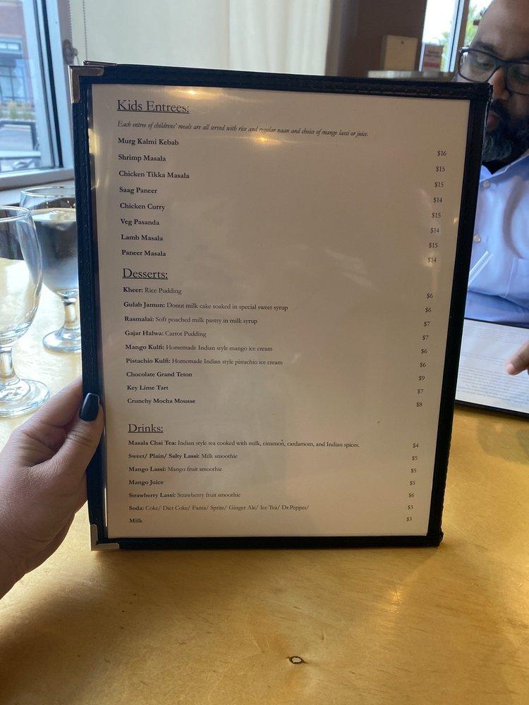 Menu at Highlands Indian Cuisine restaurant, Highlands Ranch