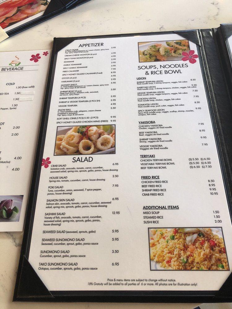 Menu at Kaiyo Sushi restaurant, Chula Vista