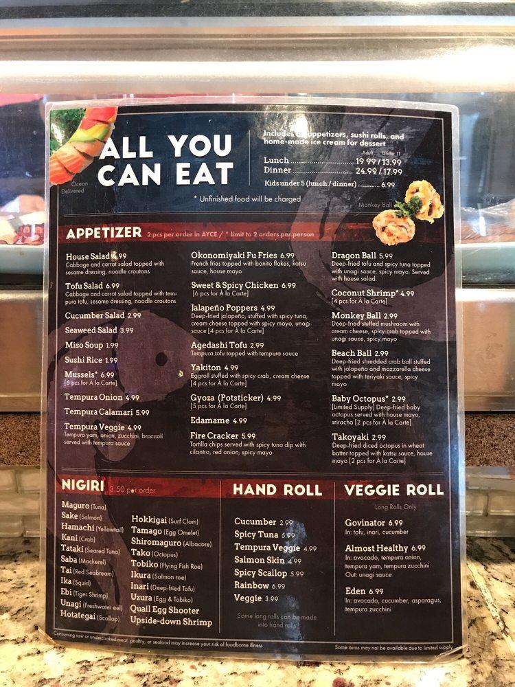 Menu at Sakana Sushi restaurant, Reno, Northtowne Ln # L