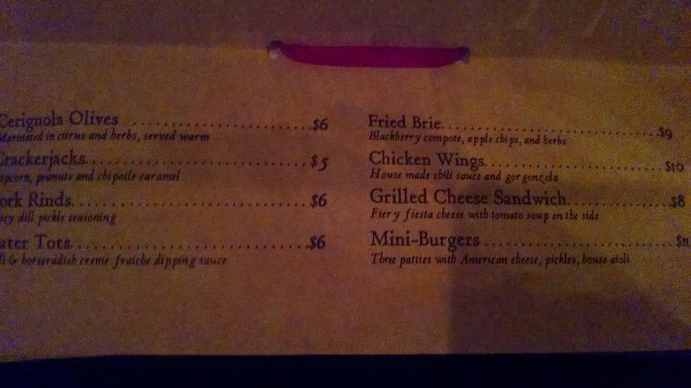 Menu at The Patterson House pub & bar, Nashville