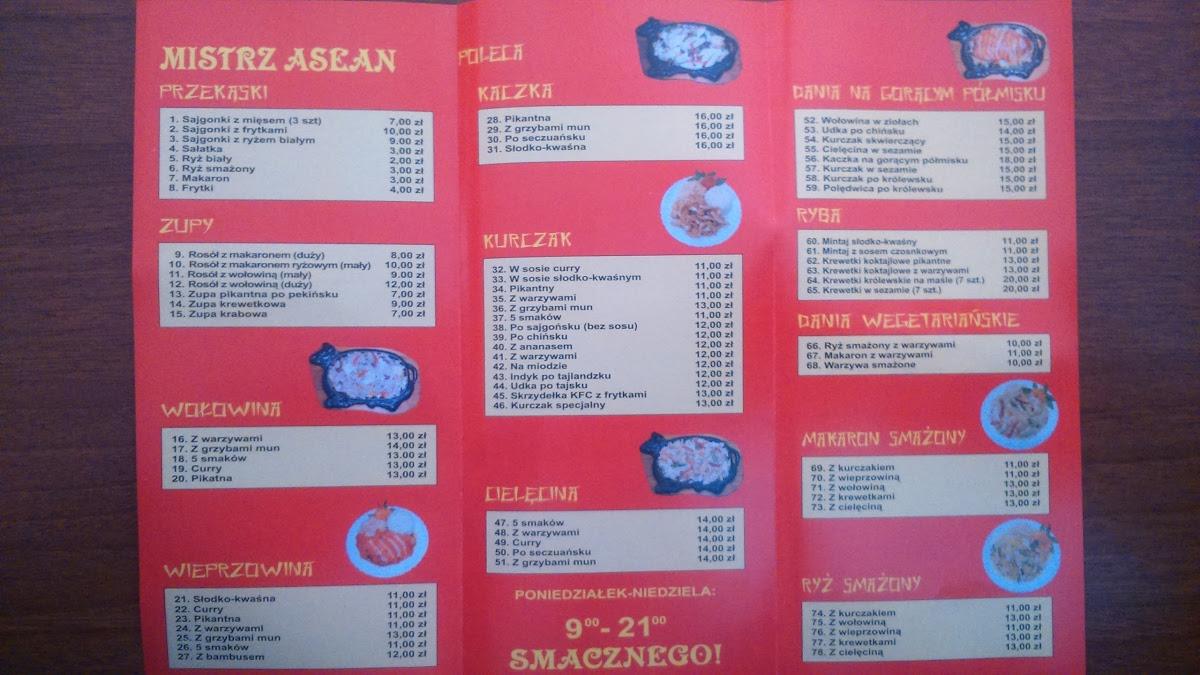 Menu at Bar Mistrz Asean STRARACHOWICE, Starachowice