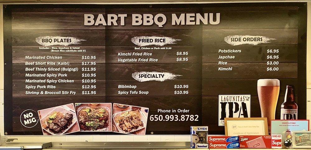 Menu at Bart Grocery, Daly City