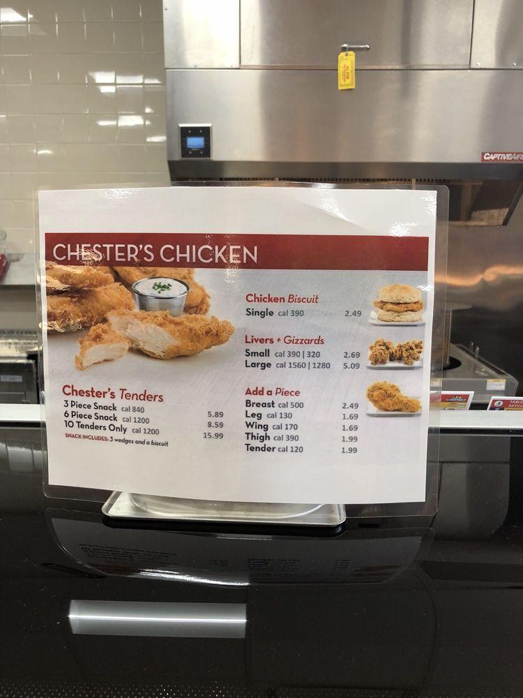 Menu at Chester's fast food, Las Vegas