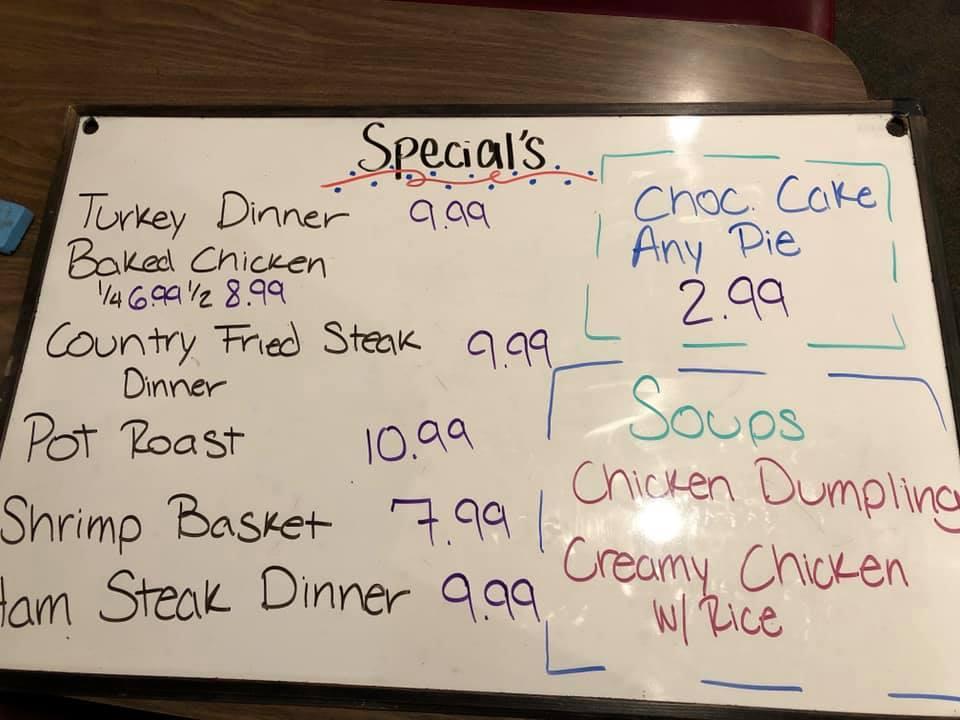 Menu at Chico's Cafe, Combined Locks