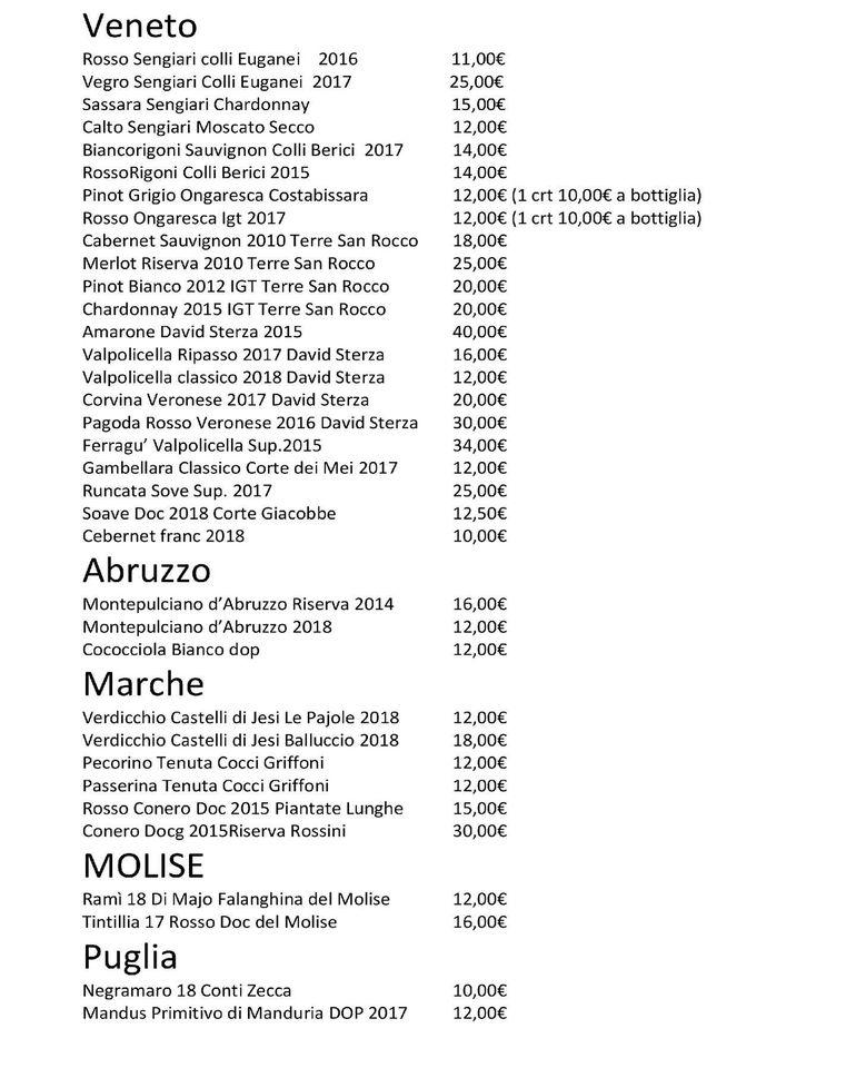 Menu at Corte Sconta pub & bar, Padua