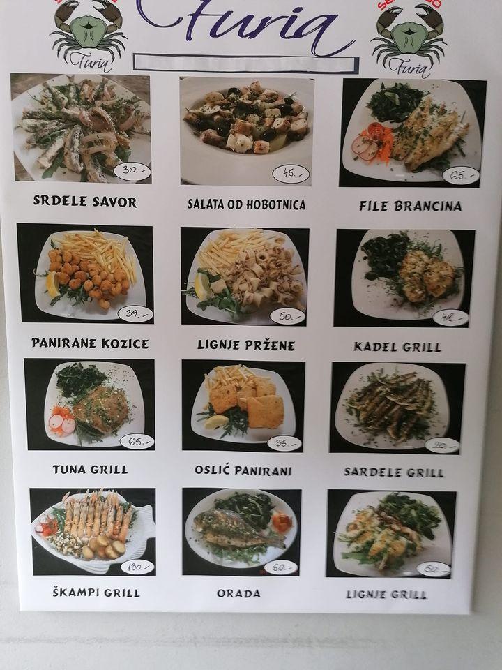 Menu at Sea food Furia restaurant, Pula